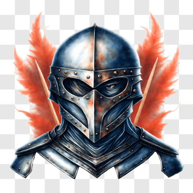 Download Knight in Armor with Red and Blue Feathers Helmet PNGs Online ...
