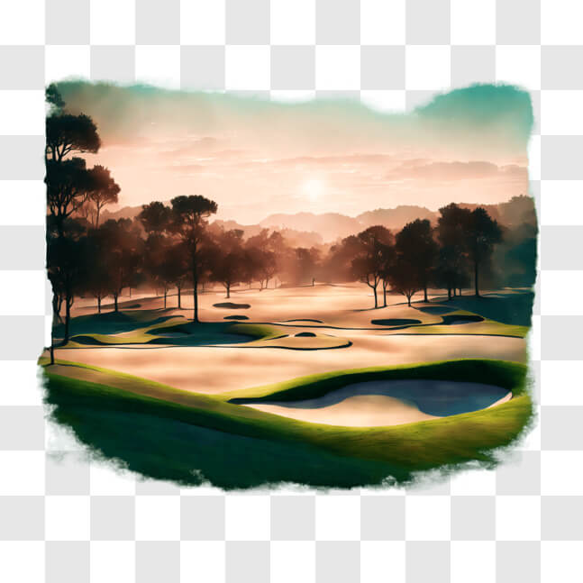 Download Golf Course Landscape with Green Grass and Trees PNGs Online ...