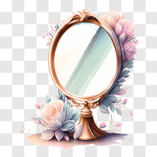 Download Ornate Mirror with Pink Roses and Flowers PNGs Online ...