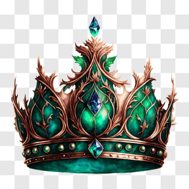 Download Crown with Green Stones and Jewels PNGs Online - Creative Fabrica