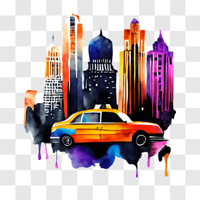 Download Colorful Taxi Cab in Urban Cityscape PNGs Online - Creative ...