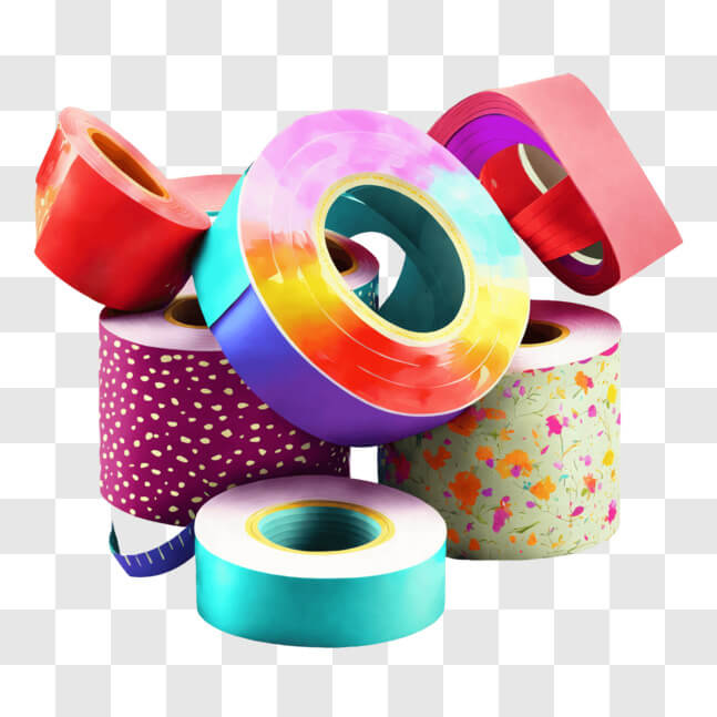Descarga Pila de cintas coloridas con varios diseños y colores PNGs En ...