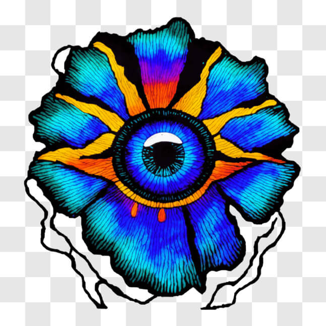 Download Colorful Flower with Eye Symbol PNGs Online - Creative Fabrica