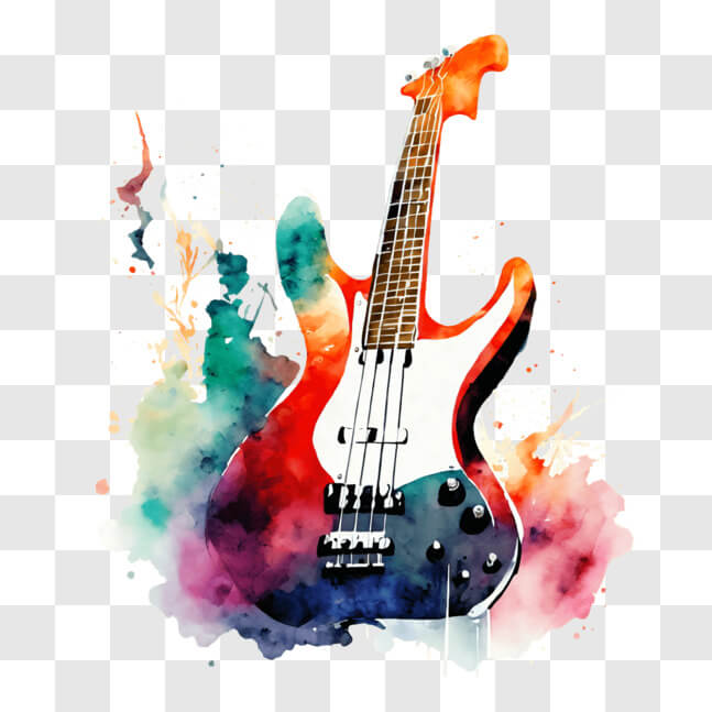 Download Colorful Bass Guitar Abstract Painting with Watercolor ...