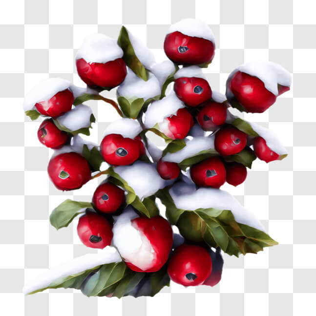 Download Snow-covered Cranberries in Winter PNGs Online - Creative Fabrica