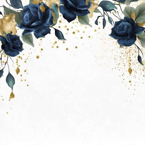 Download Blue and Gold Floral Background with Roses Frame Backgrounds ...