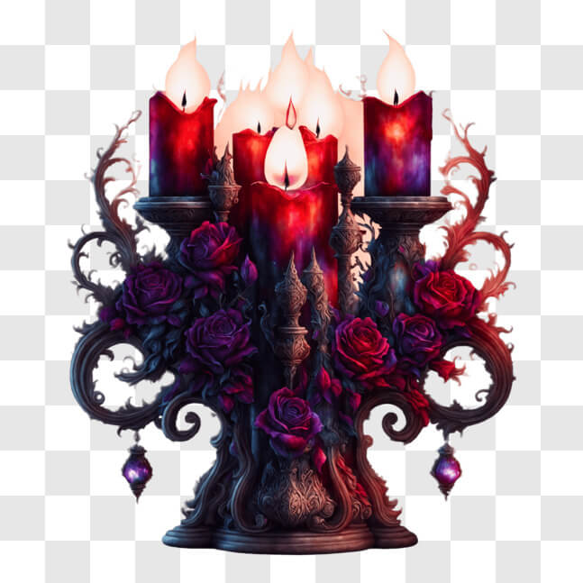 Baixe Candelabro Gótico com Velas e Rosas PNGs - Creative Fabrica