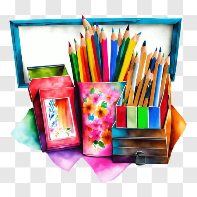 Download Colorful Art Supplies and Writing Materials PNGs Online ...