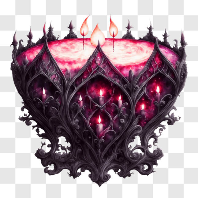 Download Ornate Gothic Candle surrounded by Black and Pink Candles PNGs ...