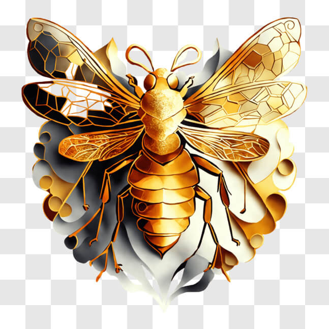 Download Intricately Designed Gold Bee in Floral Pattern PNGs Online ...