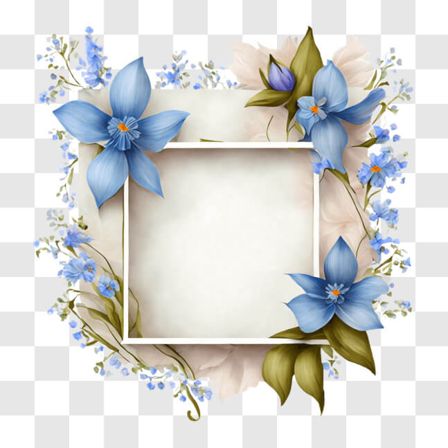 Download Square Blue Flower Frame for Displaying Photos PNGs Online ...