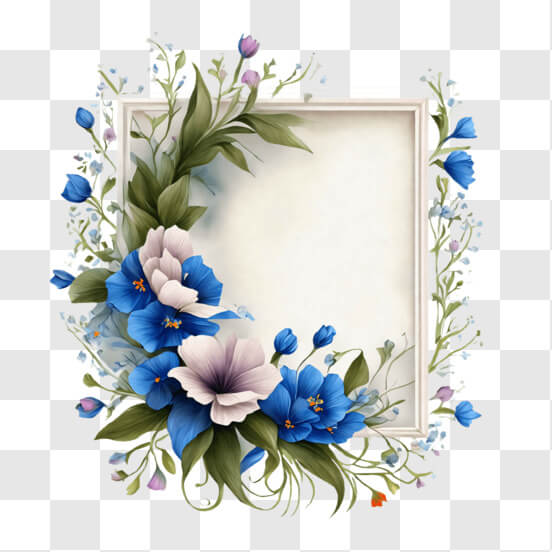 Download Ornate Blue Flower Frame for Art and Photos PNGs Online ...