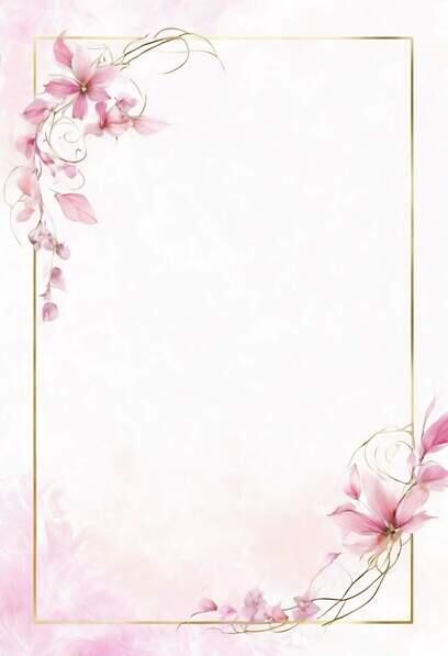 Download Pink Watercolor Floral Background with Gold Frame Backgrounds ...