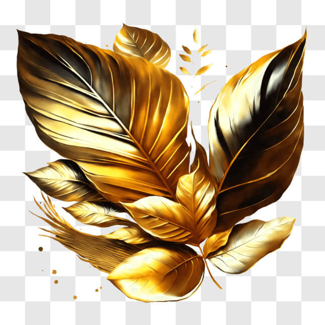 Download Gold Leaves on Black Background PNGs Online - Creative Fabrica