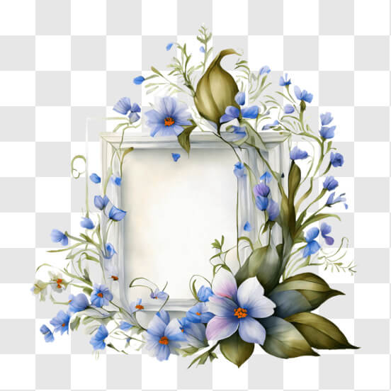 Download Square Blue Flower Frame for Displaying Photos PNG Online ...