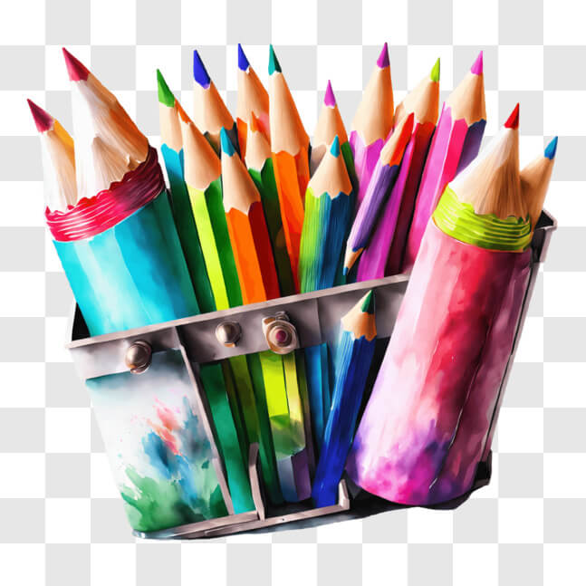 Download Colorful Colored Pencils in Open Container PNGs Online ...