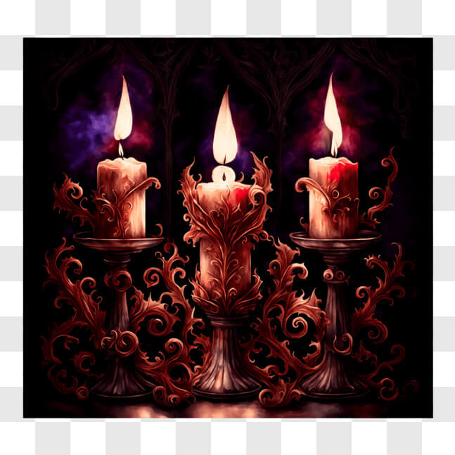 Download Gothic Style Lit Candles with Ornate Designs PNGs Online ...