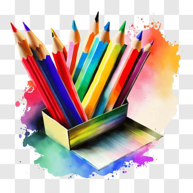 Download Colorful Colored Pencils in Open Box PNGs Online - Creative ...