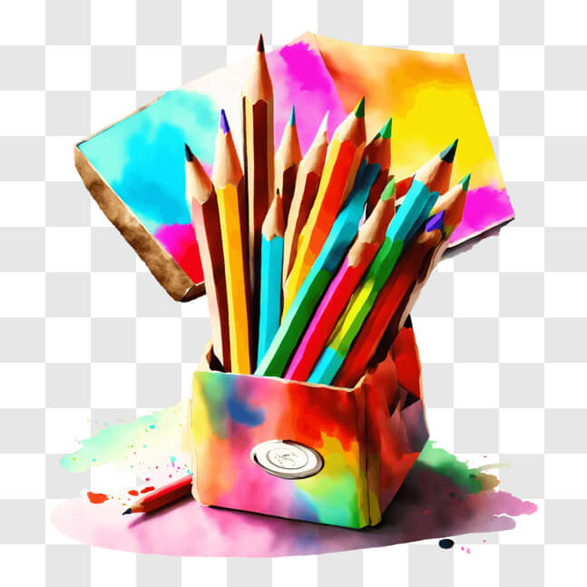 Download Colorful Pencils in Box with Various Shapes and Colors PNGs ...