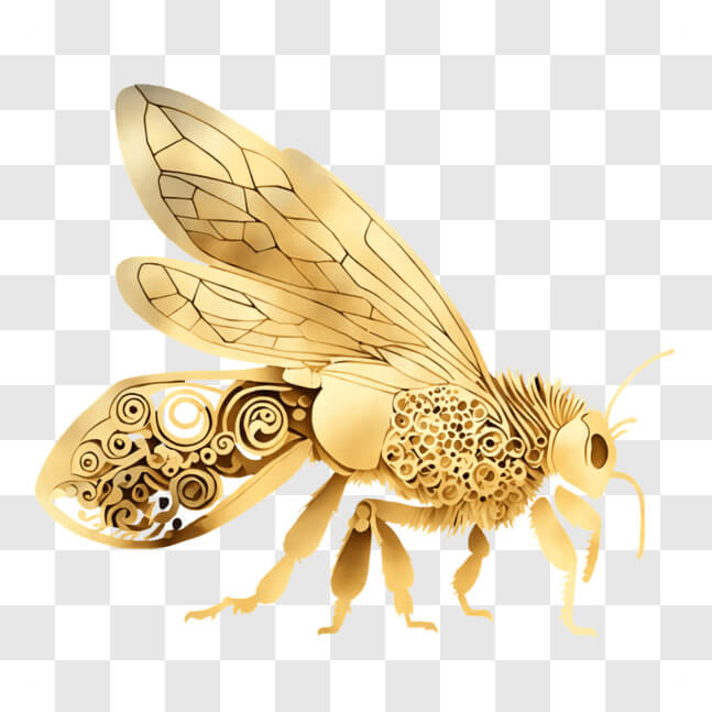 Download Intricately Designed Gold Bee with Detailed Wings and Antennae ...