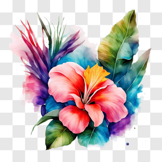 Download Exotic Flower Watercolor Painting PNGs Online - Creative Fabrica