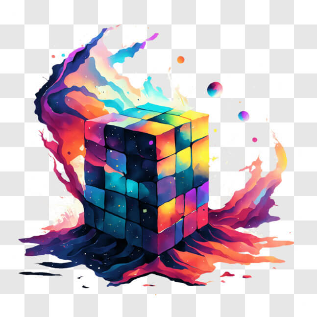 Download Colorful Rubik's Cube Abstract Painting PNGs Online - Creative ...