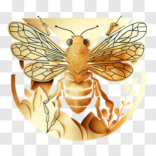Download Gold Bee Ornamental Design PNGs Online - Creative Fabrica