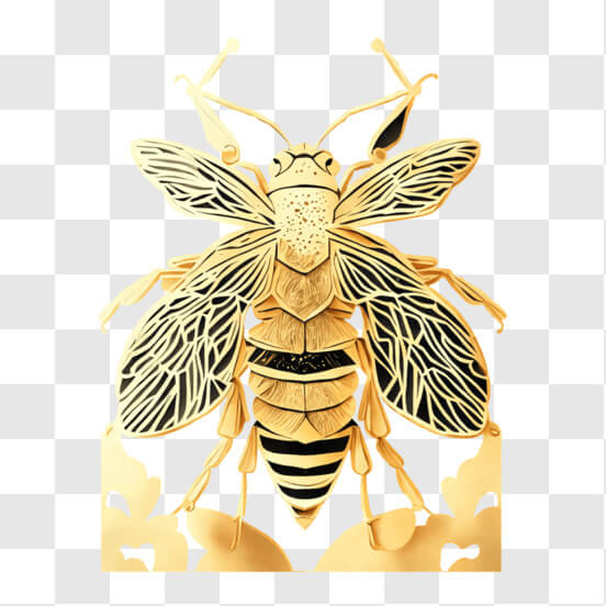 Download Intricately Designed Gold Bee with Detailed Wings and Antennae ...