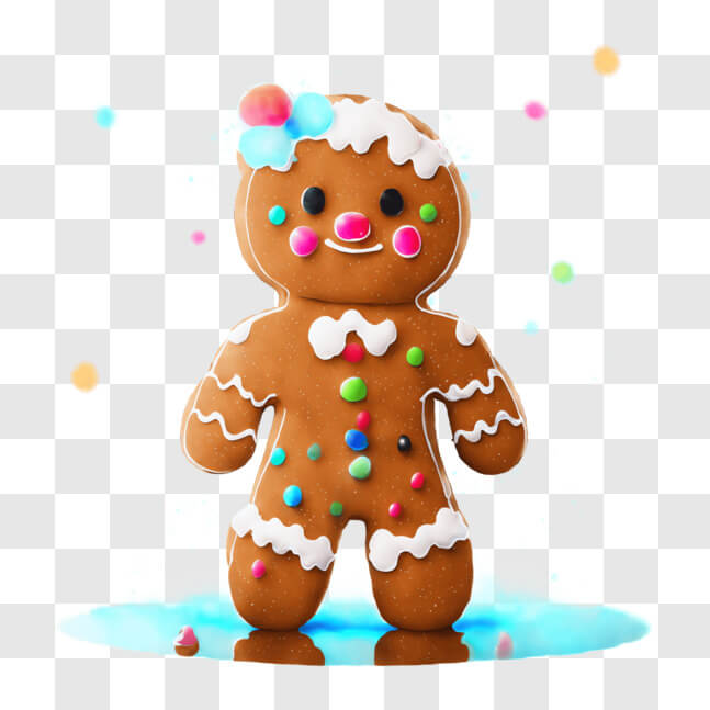 Download Festive Gingerbread Man with Colorful Sprinkles and Candy PNGs ...