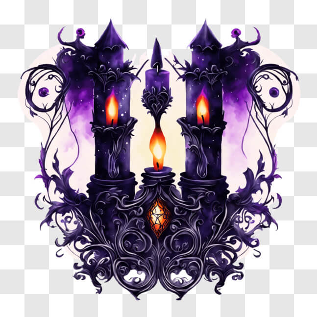 Download Gothic Fantasy Artwork with Three Candles in Ornate Tower ...