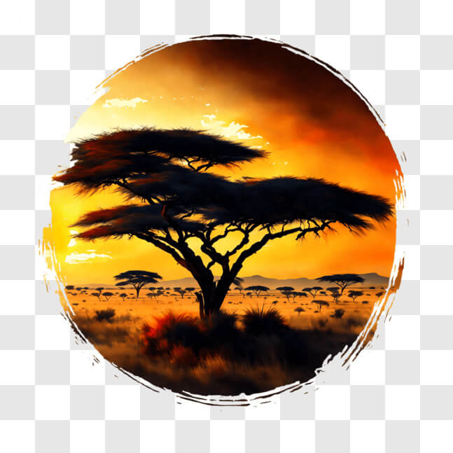 Download Acacia Tree Silhouetted Against Sunset in Savannah Landscape ...