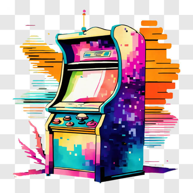 Download Colorful Retro Arcade Machine with Abstract Background PNGs ...