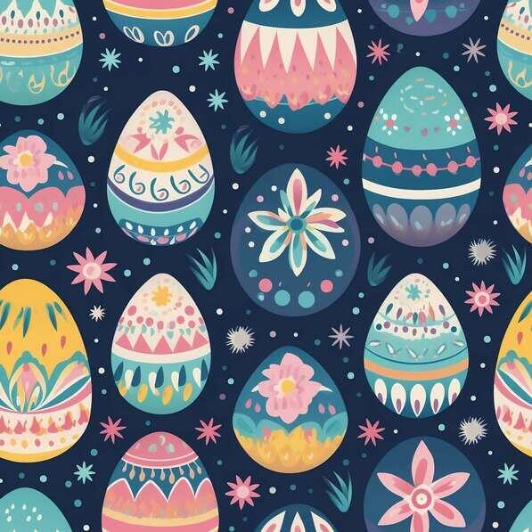 Download Colorful Easter Egg Seamless Pattern on Dark Background ...