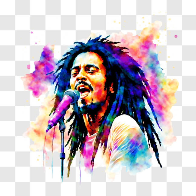 Download Colorful Watercolor Painting of Man with Dreadlocks Singing ...