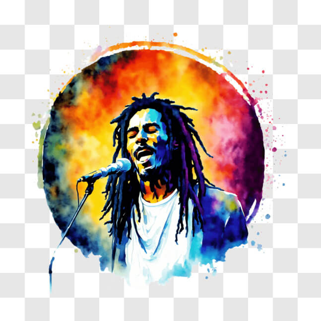 Download Colorful Bob Marley Painting with Orange Background PNGs ...