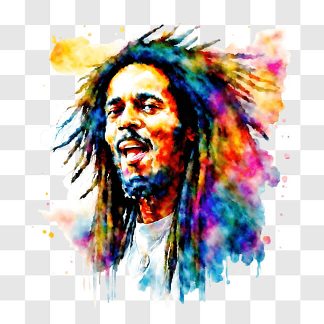 Download Bob Marley Watercolor Painting with Colorful Splashes PNGs ...