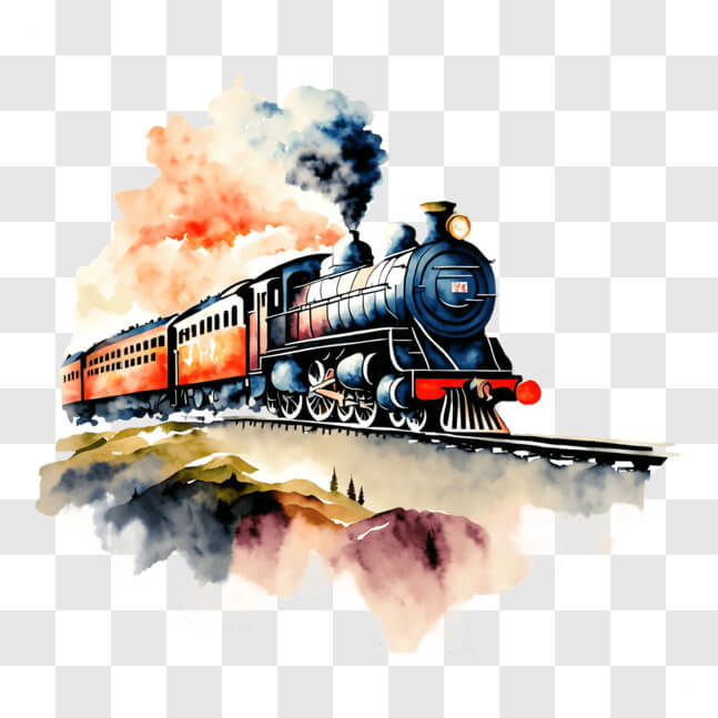 Download Old-Fashioned Train Watercolor Painting PNGs Online - Creative ...