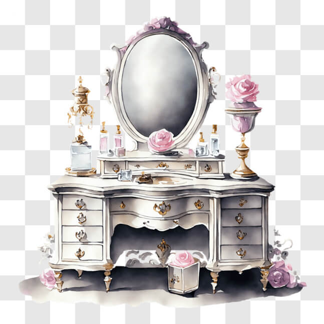 Download Elegantly Decorated Vanity with Mirror and Floral Decorations ...