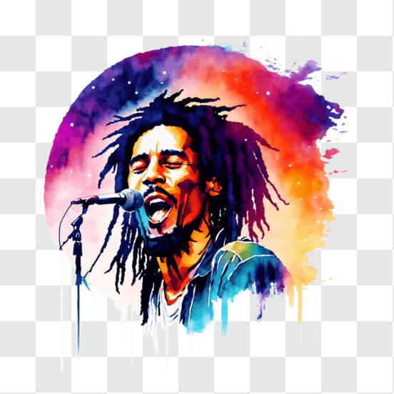 Download Bob Marley Watercolor Painting with Colorful Splashes PNGs ...