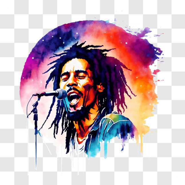 Download Bob Marley Watercolor Painting with Colorful Splashes ...