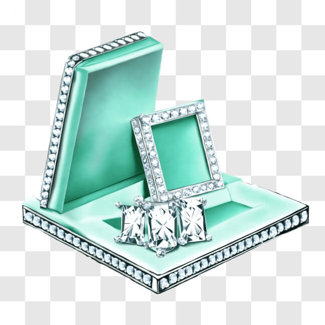 Download Turquoise Jewelry Display Case with Diamonds and Engagement ...