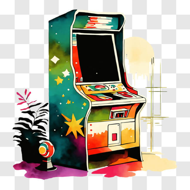 Download Colorful Retro Arcade Machine in Front of the Moon PNGs Online ...