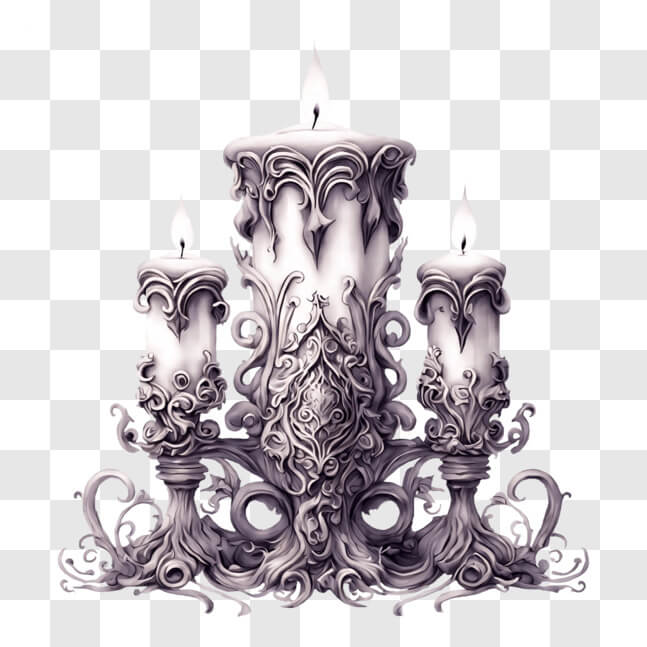 Download Gothic Style Ornately Carved Candles on Black Background PNGs ...