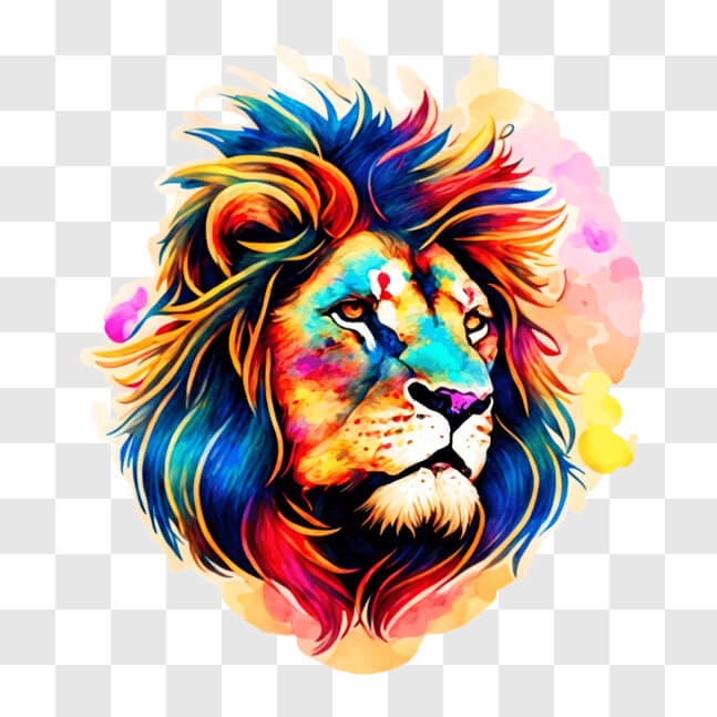 Download Colorful Lion Head Art Piece for Home or Office Decor PNGs ...