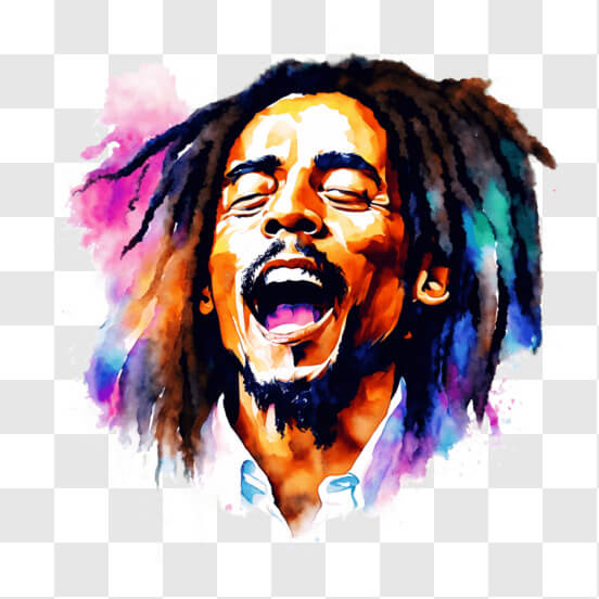 Download Bob Marley Watercolor Painting PNGs Online - Creative Fabrica