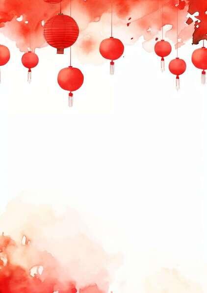 Download Chinese New Year Watercolor Background with Red Lanterns ...