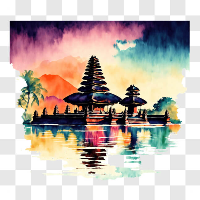 Download Colorful Painting of Ancient Temple in Bali, Indonesia PNGs ...