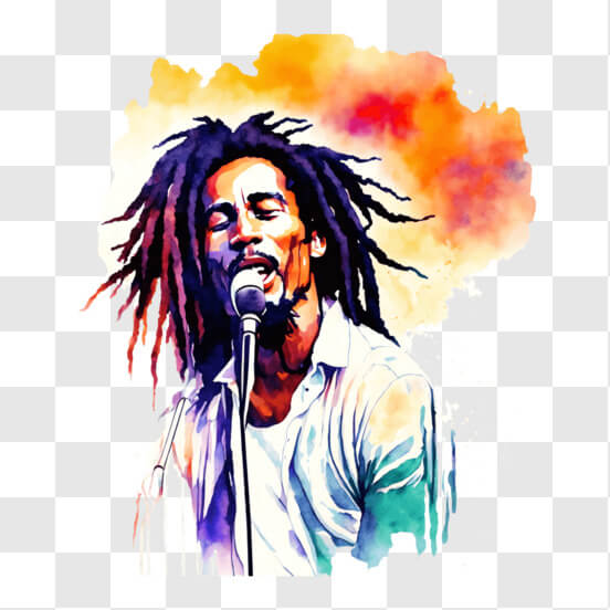 Download Watercolor Painting of Smiling Man with Dreadlocks on Bob ...