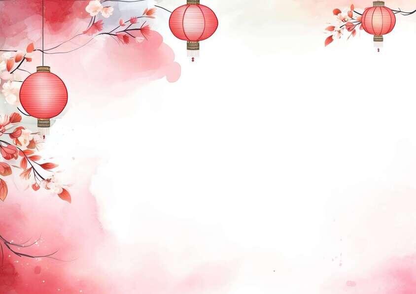 Download Chinese New Year Watercolor Background with Red Lanterns and ...