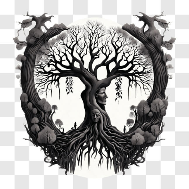 Download Interconnected Tree of Life Drawing PNGs Online - Creative Fabrica